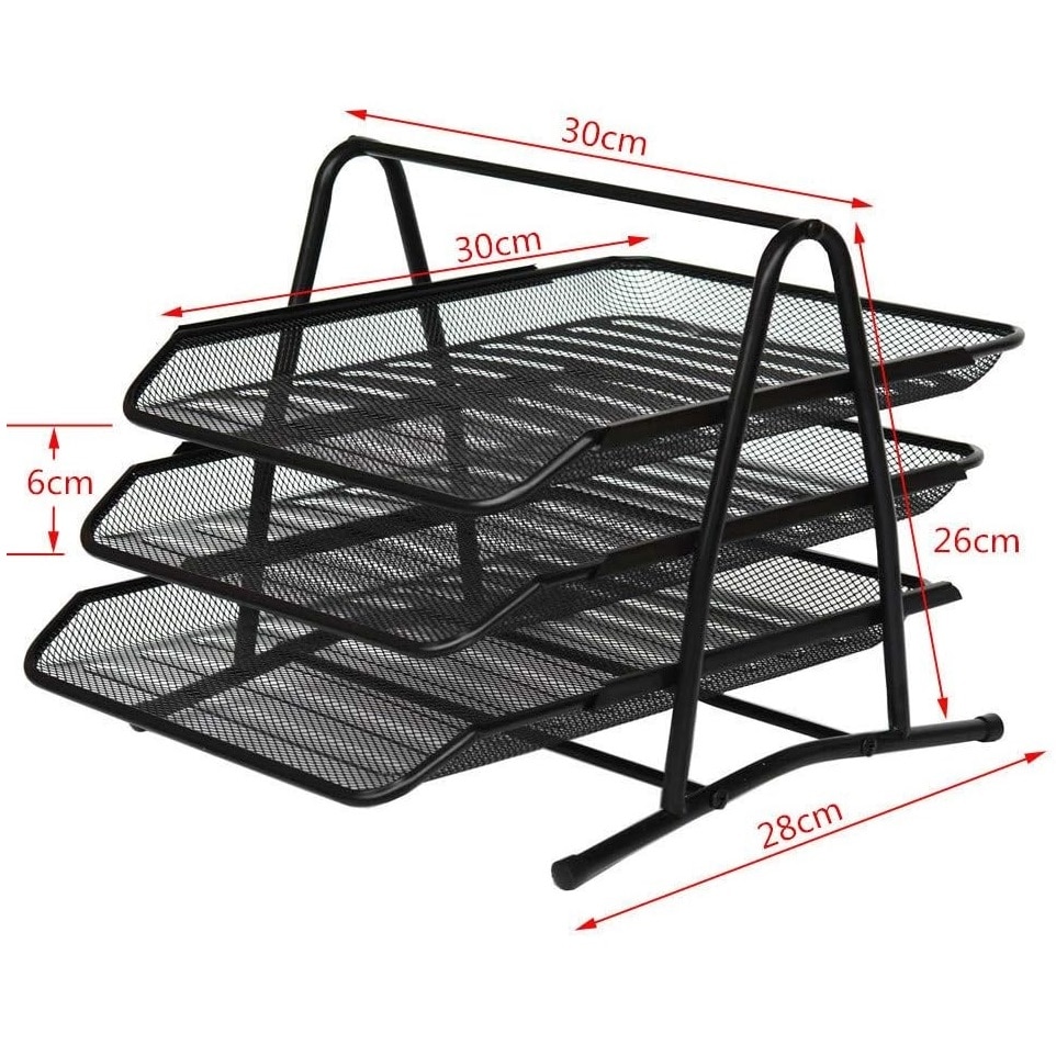 Set 3 tavite metalice pentru documente, suprapozabile, suport din plasa ...