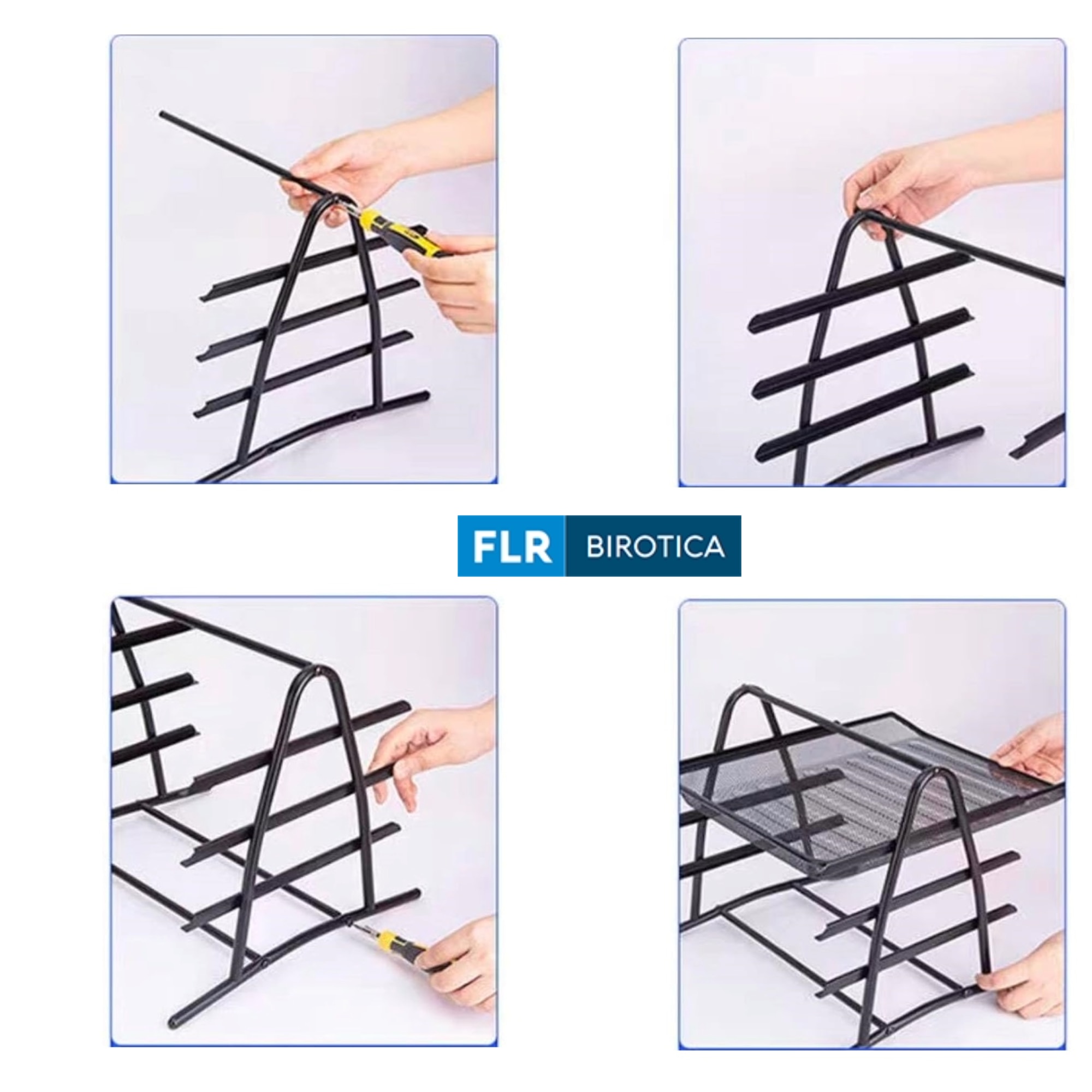 Set 3 tavite metalice pentru documente, suprapozabile, suport din plasa ...