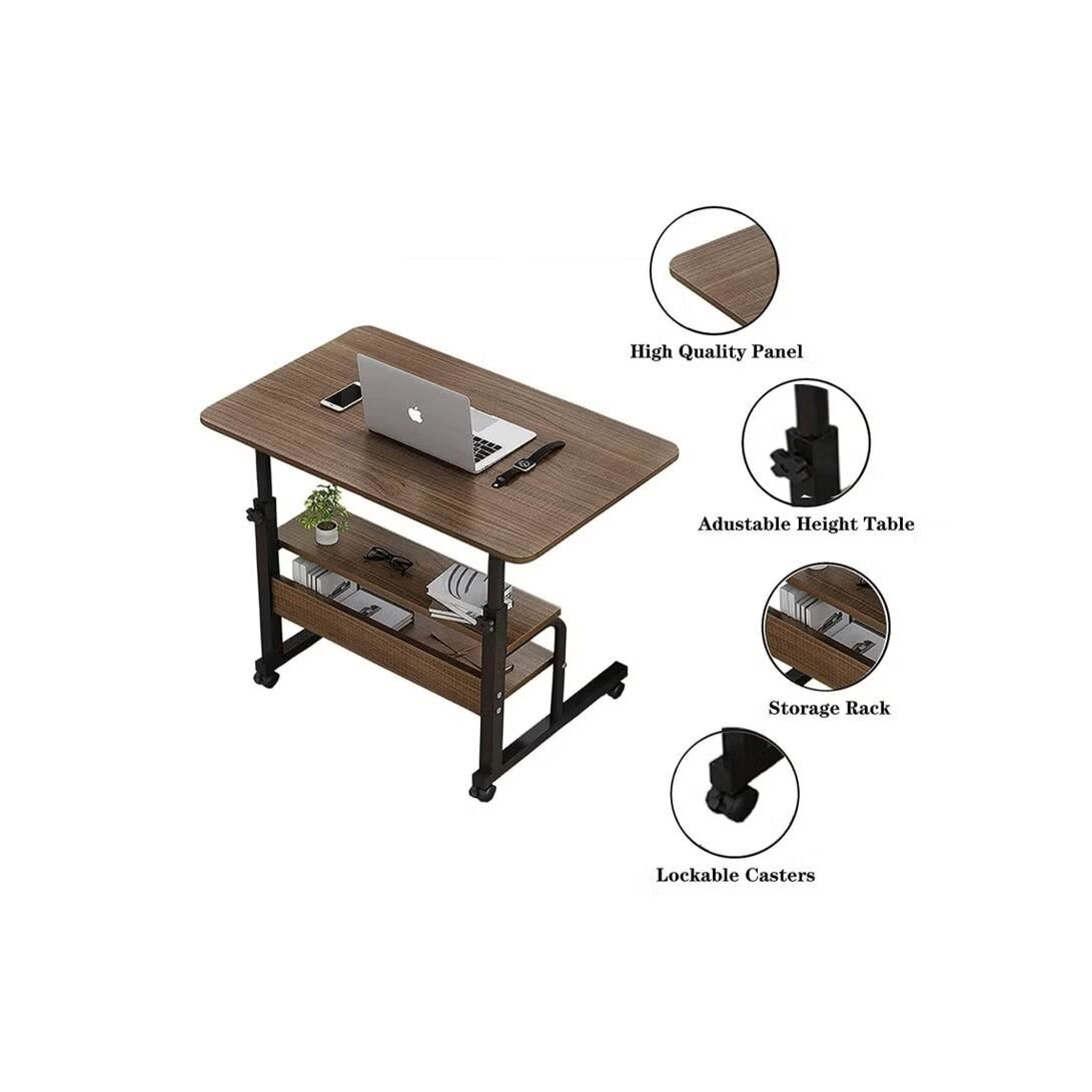 Birou, WALALLA, Lemn/Metal, Portabil, Inaltime ajustabila, Maro - eMAG.ro