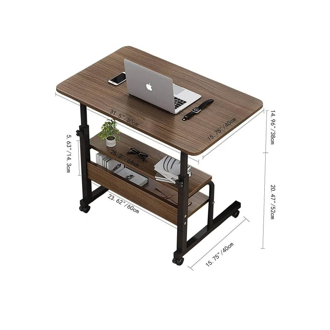 Birou, WALALLA, Lemn/Metal, Portabil, Inaltime ajustabila, Maro - eMAG.ro