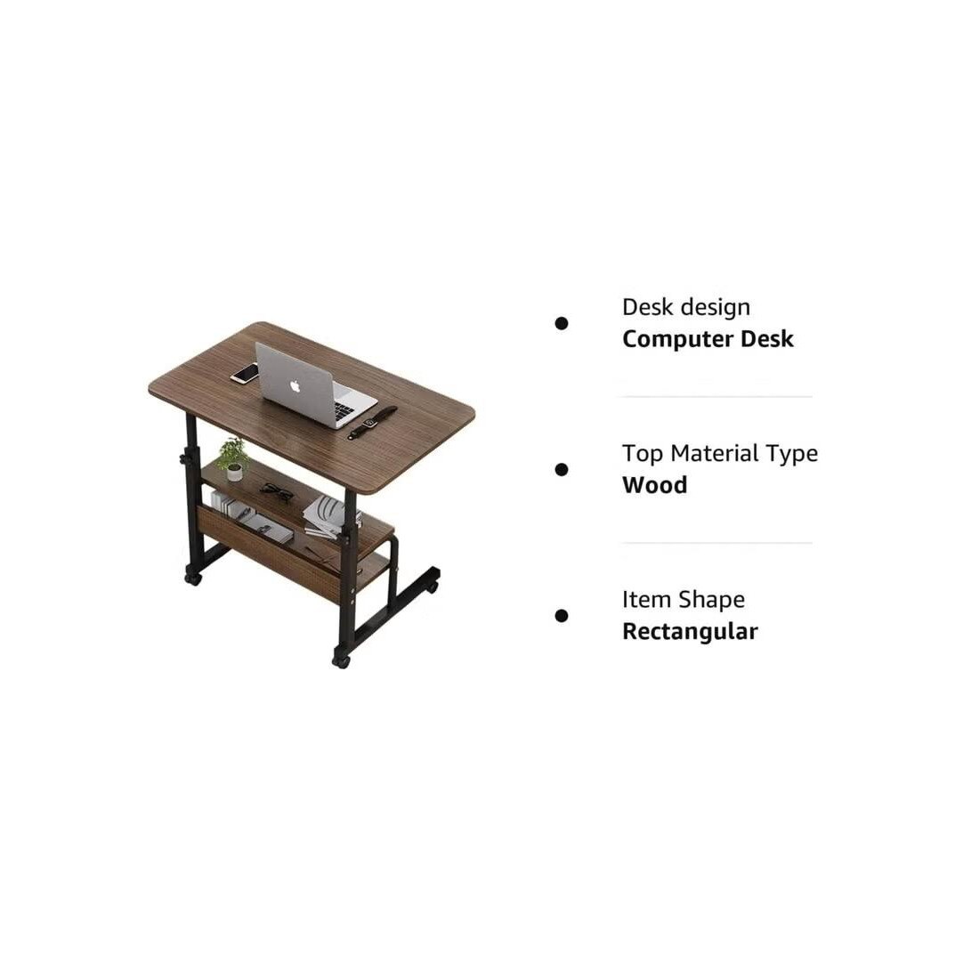 Birou, WALALLA, Lemn/Metal, Portabil, Inaltime ajustabila, Maro - eMAG.ro