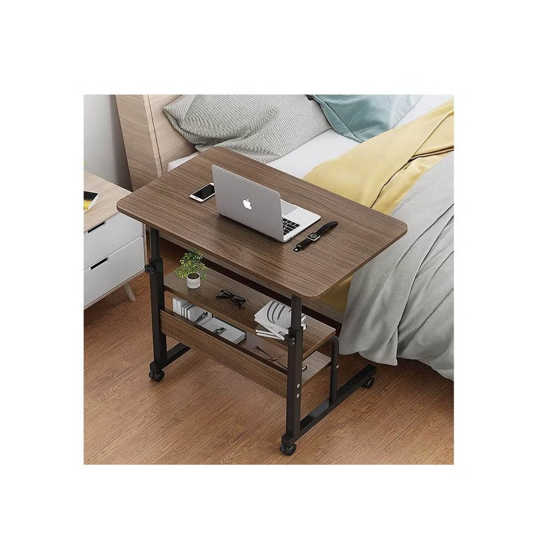 Birou, WALALLA, Lemn/Metal, Portabil, Inaltime ajustabila, Maro - eMAG.ro