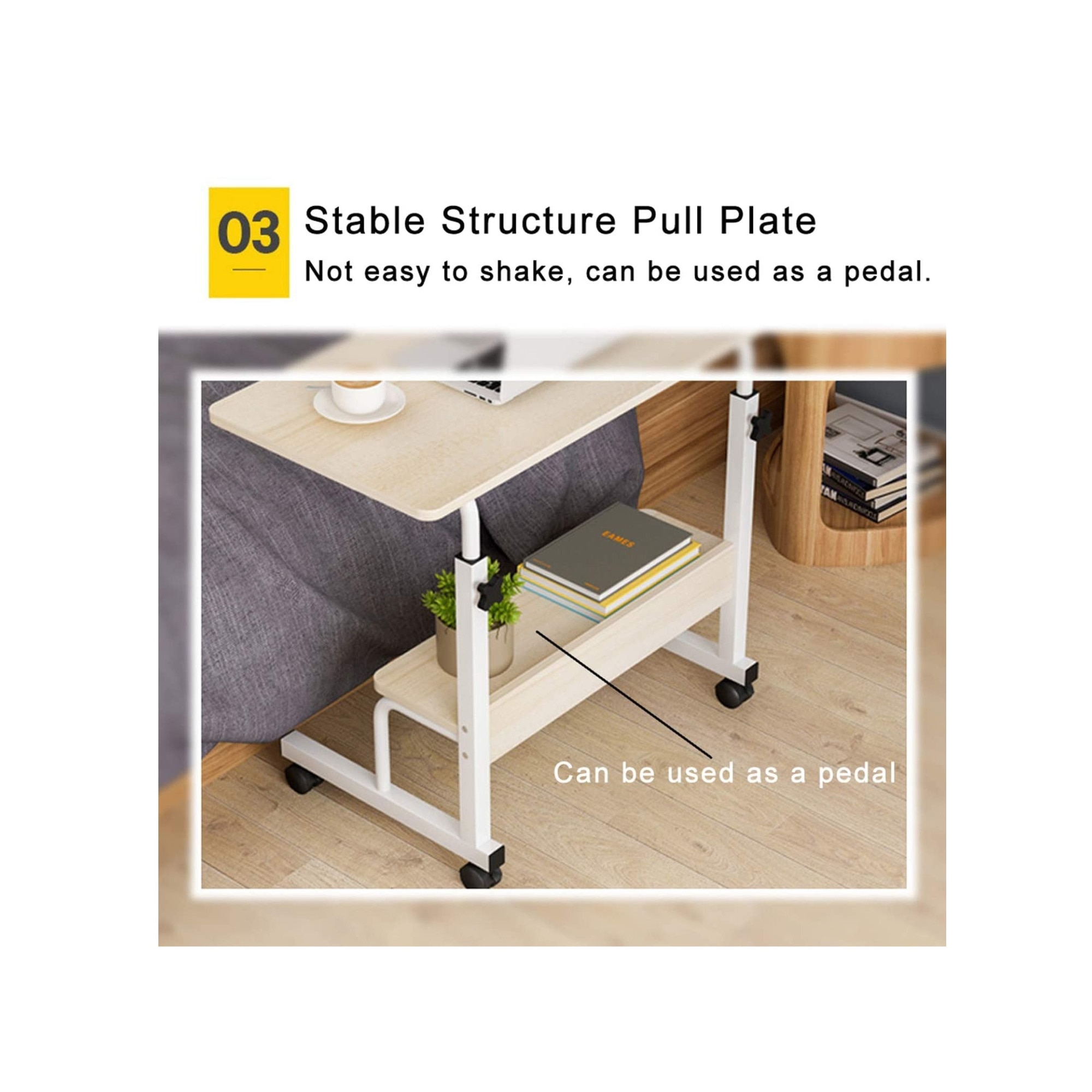 Birou, WALALLA, Inaltime ajustabila, 80x40x90cm, Portabil, Bej - eMAG.ro