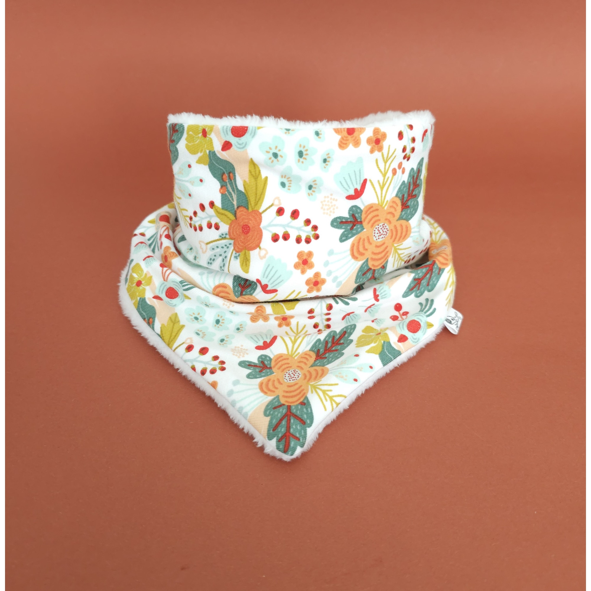 Fular triunghiular pentru copii cu blanita, model floral, reglabil cu ...