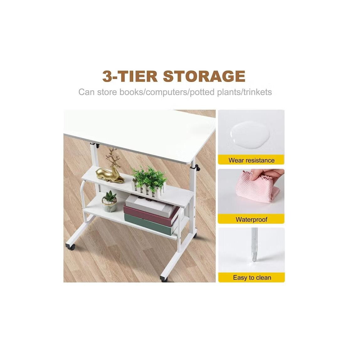 Birou, WALALLA, Portabil, Inaltime ajustabila, 80x40x80cm, Alb - eMAG.ro