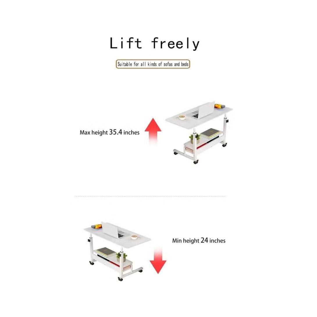 Birou, WALALLA, Portabil, Inaltime ajustabila, 80x40x80cm, Alb - eMAG.ro