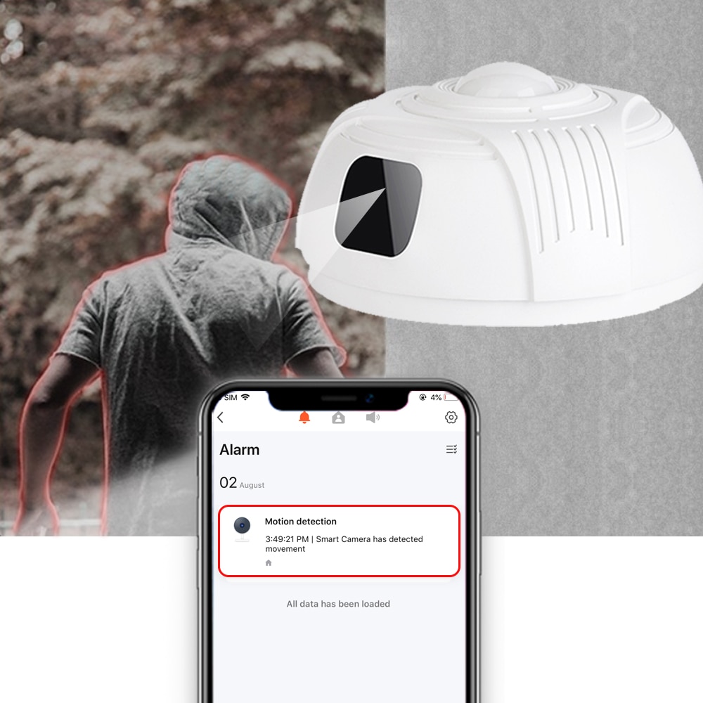 Detector Fum cu Camera Ascunsa Full HD, Rotatie senzor 330 grade, WIFI ...