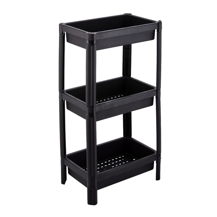 Raft universal cu 3 polite, Niovel®, pentru bucatarie sau baie, Negru ...