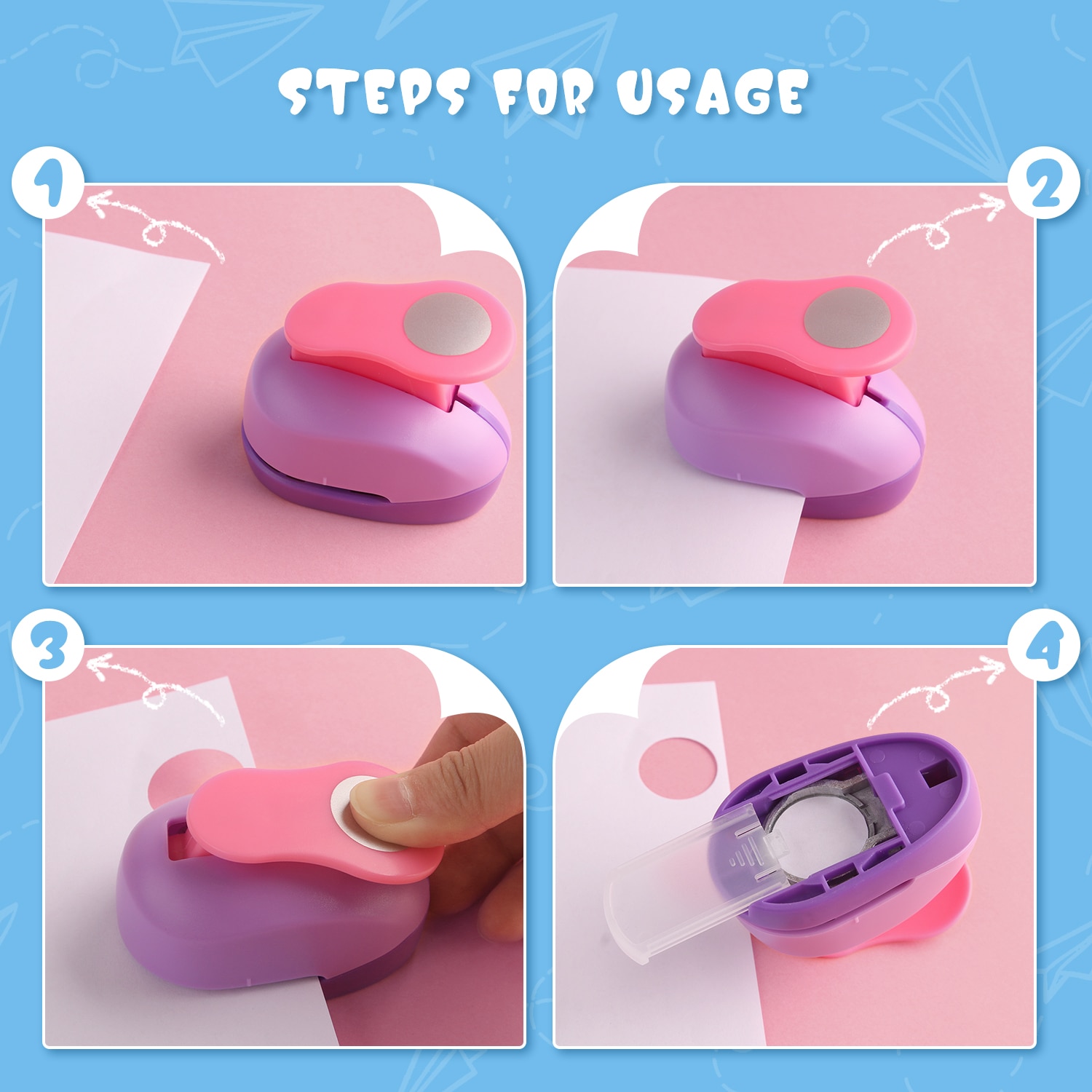 Set 4 Perforator Hobby, NIERBO®, Model Rotund, Plastic/Metal, Perforare ...