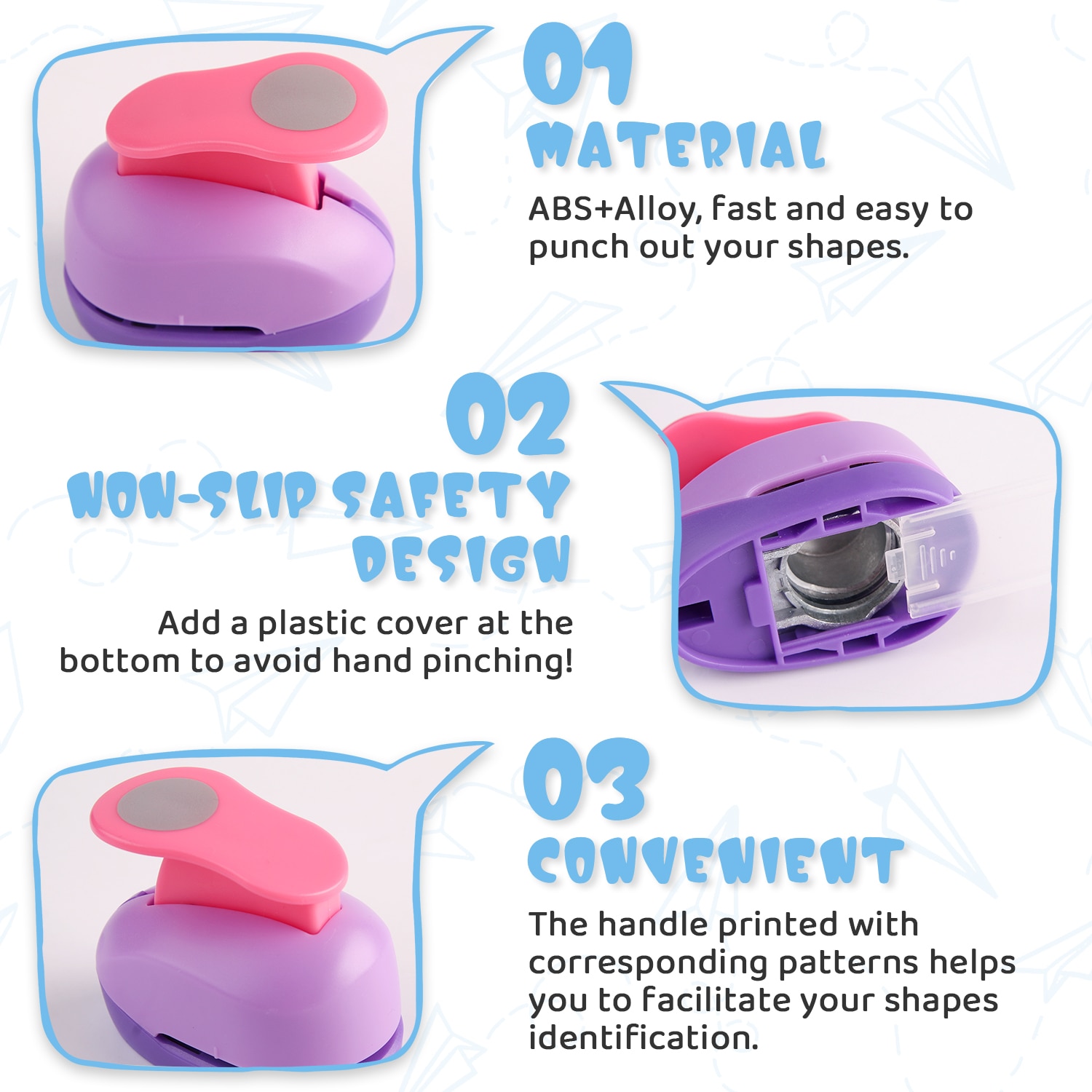 Set 4 Perforator Hobby, NIERBO®, Model Rotund, Plastic/Metal, Perforare ...