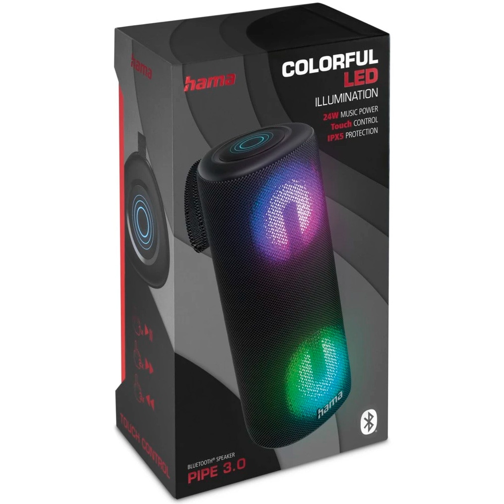 Boxa Hama Bluetooth® Pipe 3.0, Waterproof, 10 Moduri De Lumina, 24 W ...