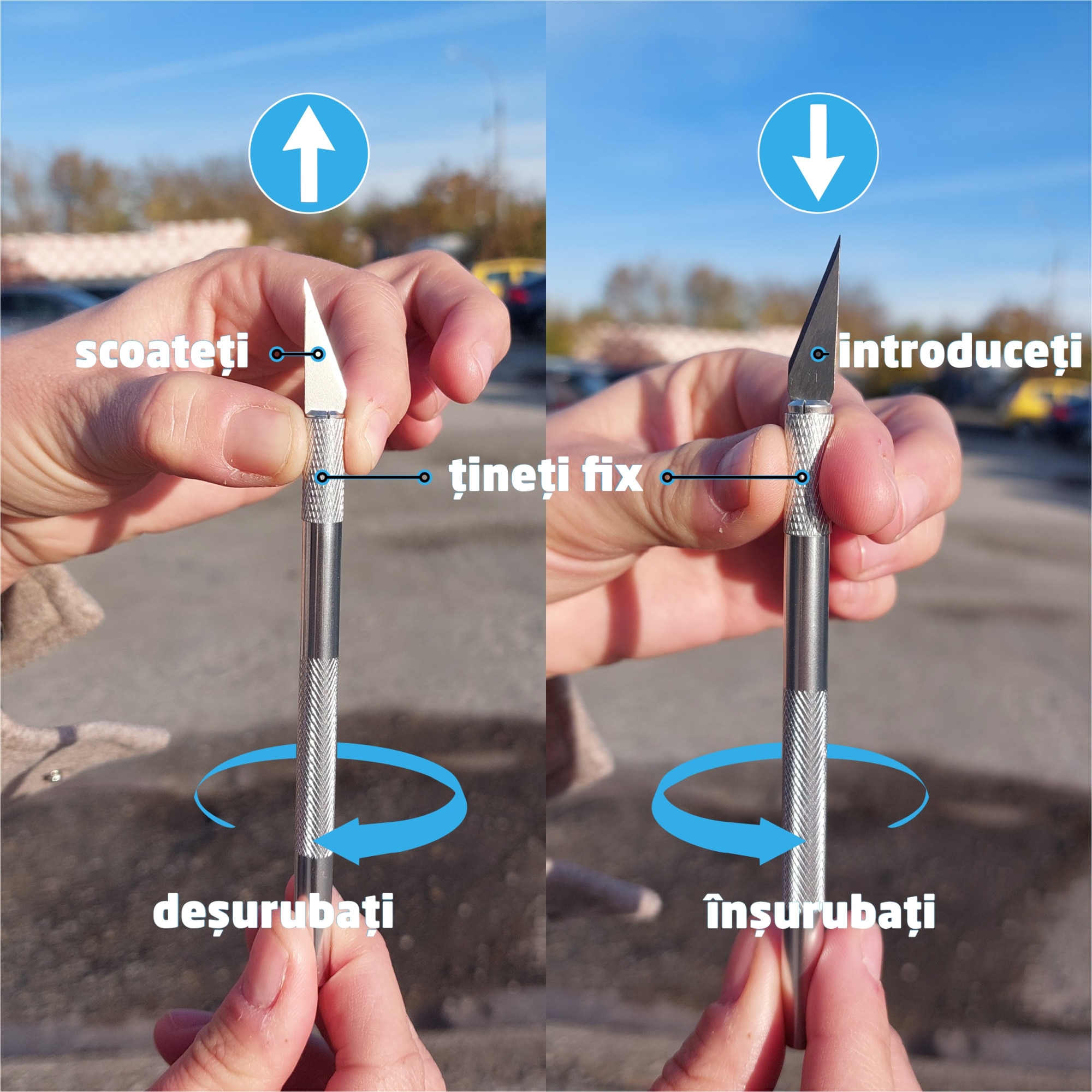 Kit profesional, cutit cu 6 lame si 2 raclete fetru, pentru montaj ...