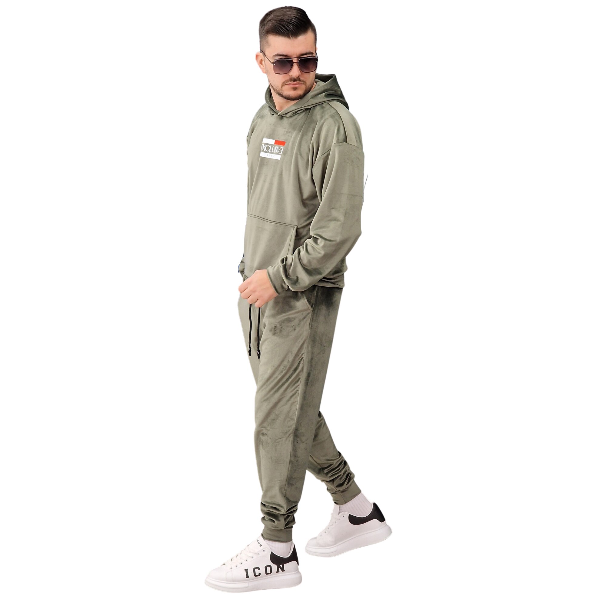 Trening barbatesc VEx Oversized, Catifea, L, Masliniu - eMAG.ro