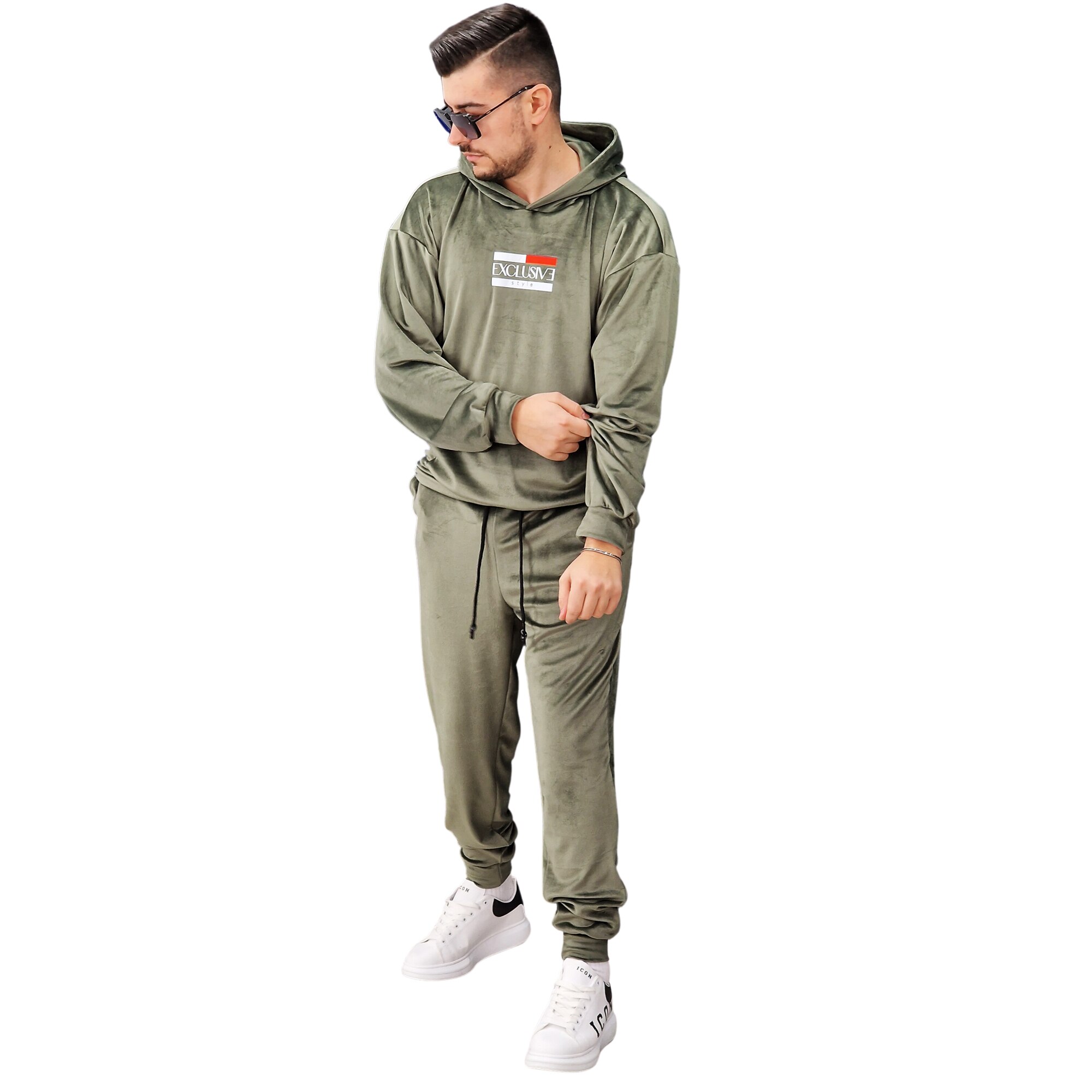 Trening barbatesc VEx Oversized, Catifea, L, Masliniu - eMAG.ro