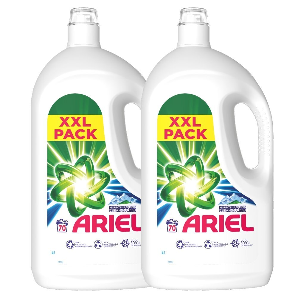 Ariel Mountain Spring Clean & Fresh folyékony mosószer, 2x70 mosáshoz ...
