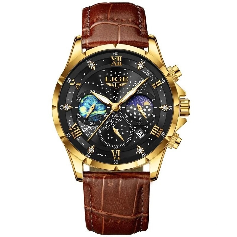 Ceas barbati de mana Lige Elegant Casual Fasion Quartz Analog Curea din ...