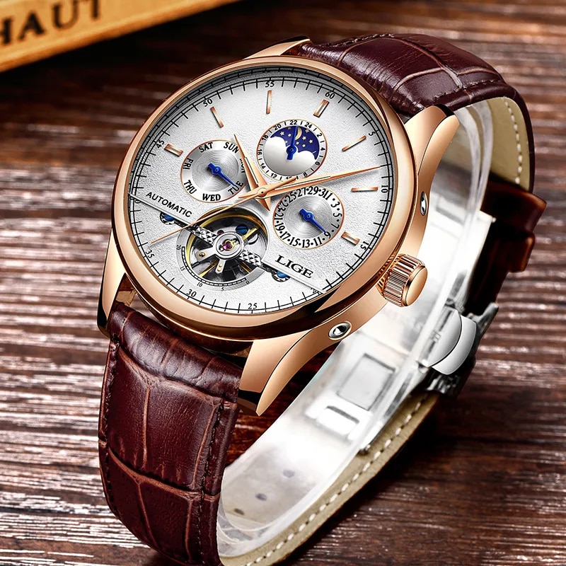 Ceas barbati de mana Lige Mecanic Automatic Elegant Casual Fashion ...