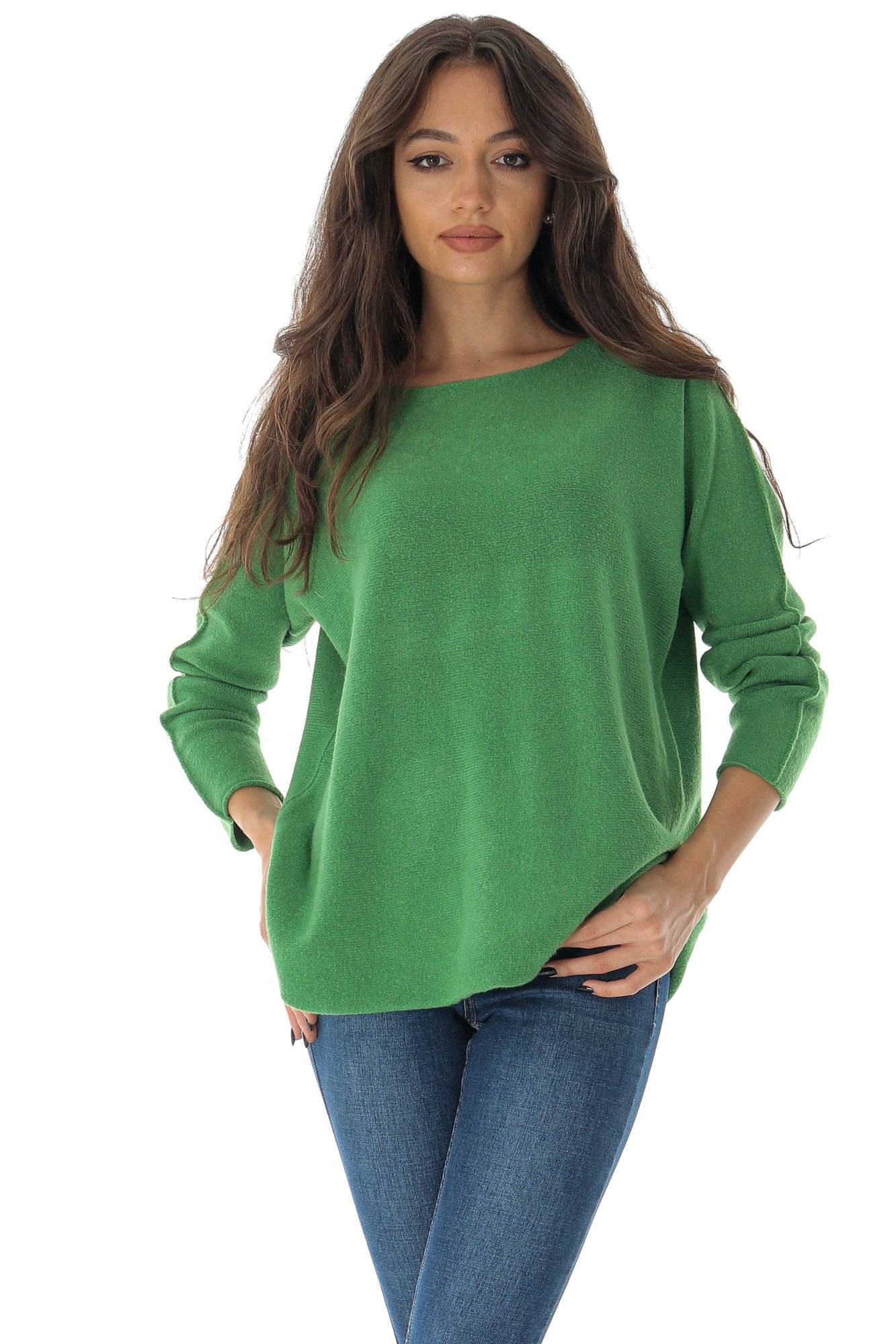 Pulover clasic, moale, Verde, Roh BR2616, Onesize - eMAG.ro