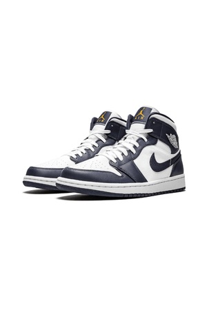 Tenisi barbati Nike Air Jordan 1 Mid White Metallic Gold Obsidian, Nike ...