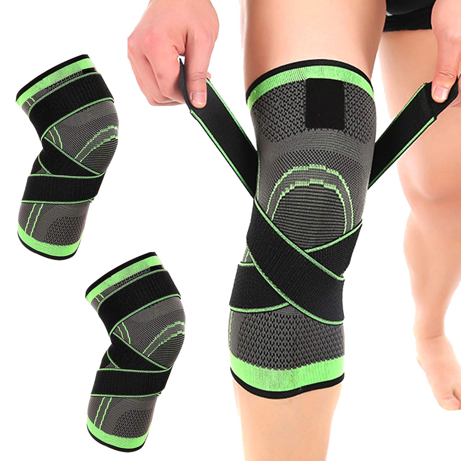 Genunchiera elastica ajustabila, Compresie respirabila, Verde, XL - eMAG.ro