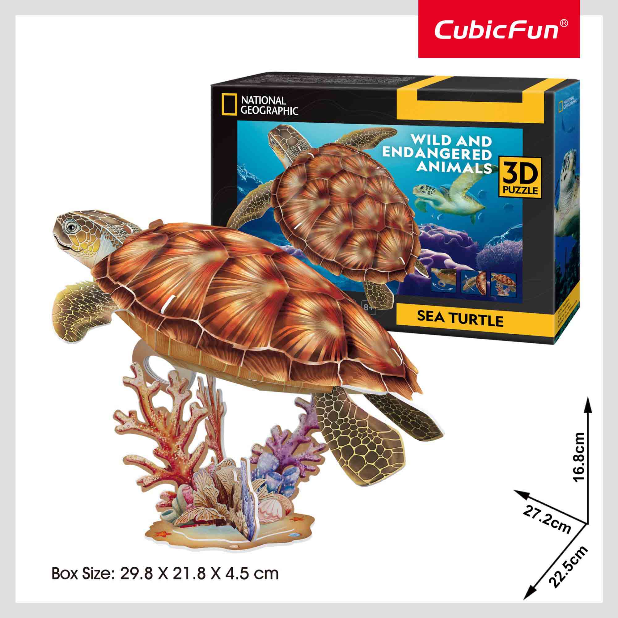 Puzzle 3D Cubic Fun - National Geographic, Testoasa marina, 31 piese ...