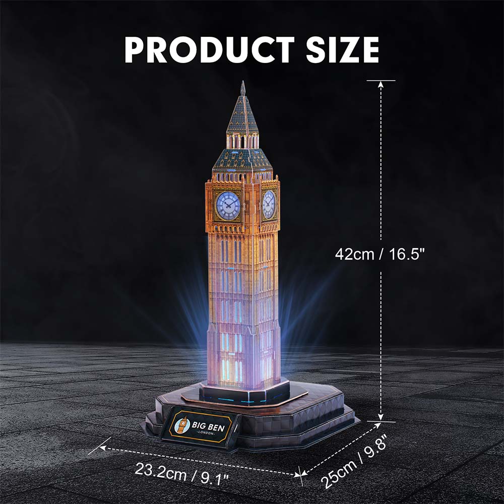 Puzzle 3D Cubic Fun - Night Edition, Big Ben, cu led, 79 piese - eMAG.ro