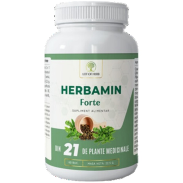 Supliment alimentar Herbamin Forte, 60 capsule, util in balonare ...