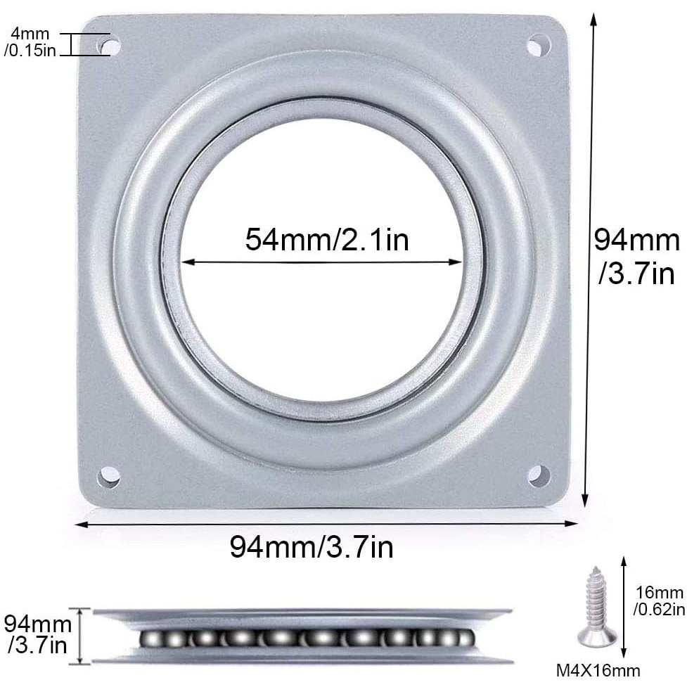 Placa turnanta pentru mobila, Sunmostar, Otel, Argintiu - eMAG.ro