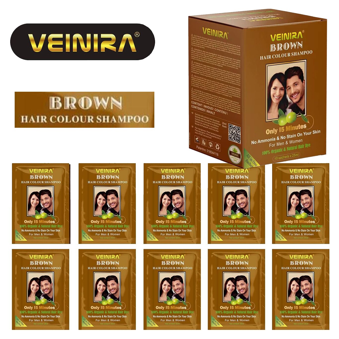 Sampon colorant, fara amoniac, Veinira, saten, instant, 10 x 25ml - eMAG.ro