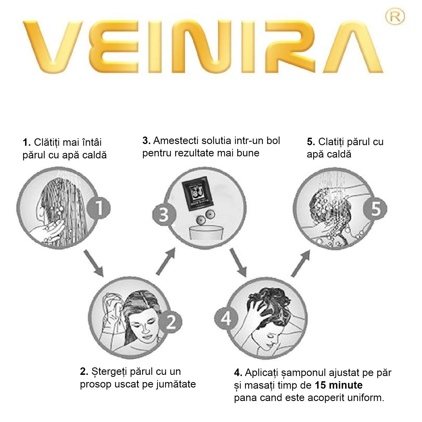Sampon colorant, fara amoniac, Veinira, saten inchis, instant, 10 x ...