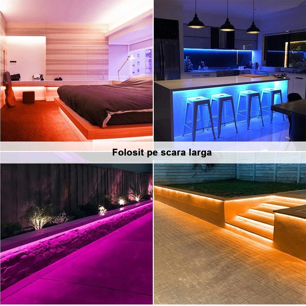 Banda Led Oein® Rgb Si Lumina Alba Telecomanda 44 De Chei Dimabila