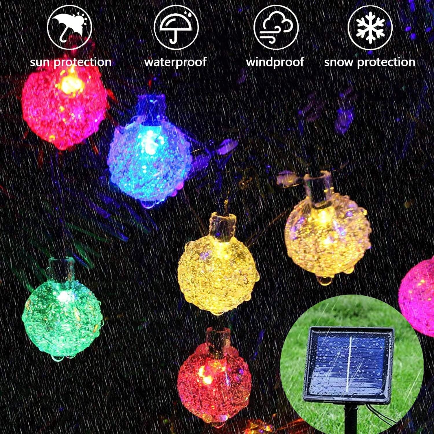 Instalatie solara, NEVERMORE, 7m, 50led-uri, Cristal Globe Solar - eMAG.ro