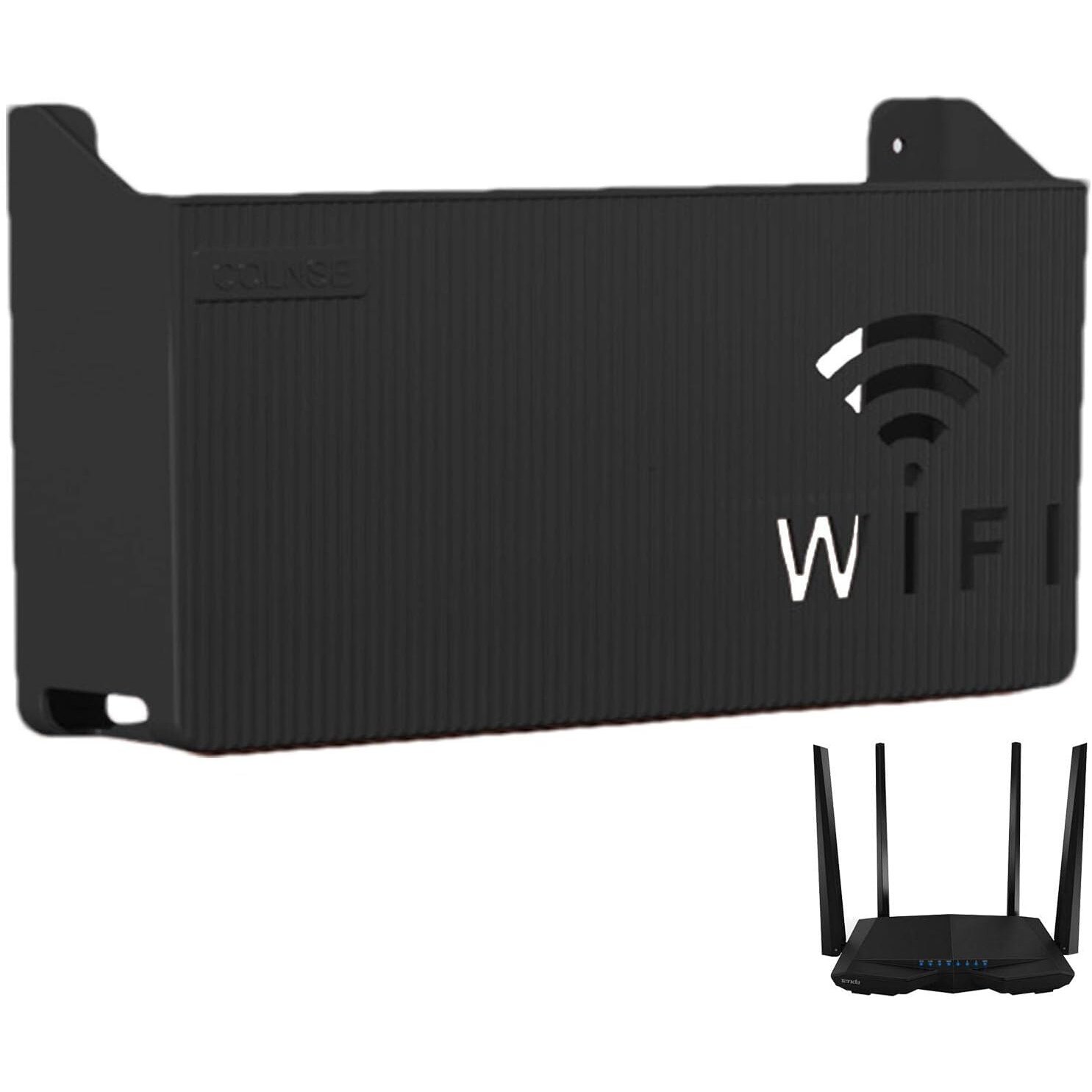Suport pentru router WiFI, Zola®, plastic, 24.8x14.6x5.8 cm, negru ...