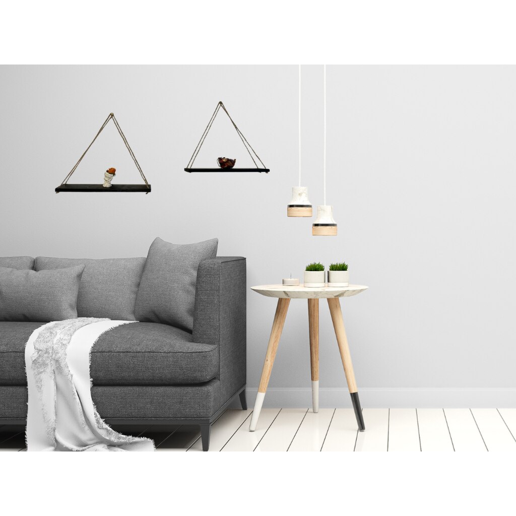 Set 2 rafturi de perete din lemn de pin. 50 cm, negru, raft perete ...