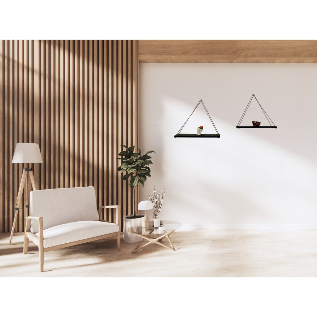 Set 2 rafturi de perete din lemn de pin. 50 cm, negru, raft perete ...