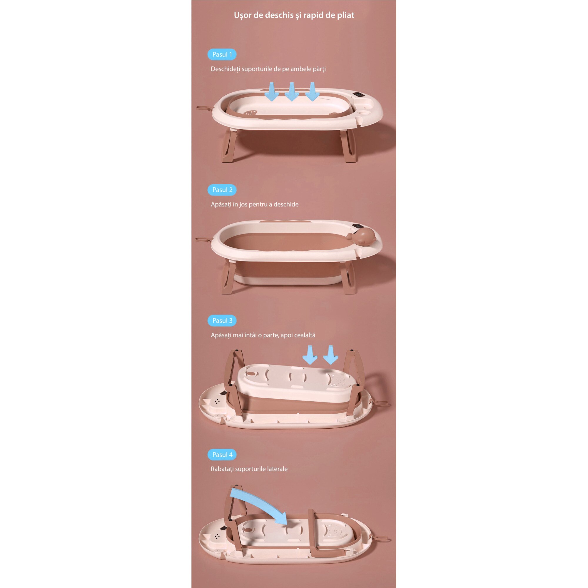 Set Cadita Bebelusi Pliabila Zivo®, Sezut Antialunecare, Suport Dus ...