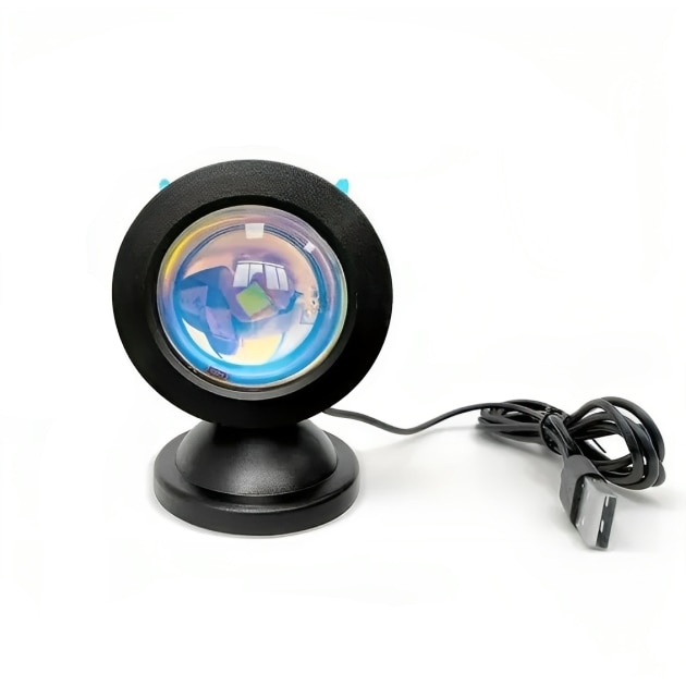 Lampa de veghe cu proiector lumini Sunset, 16 culori vibrante, negru, alimentare USB - eMAG.ro