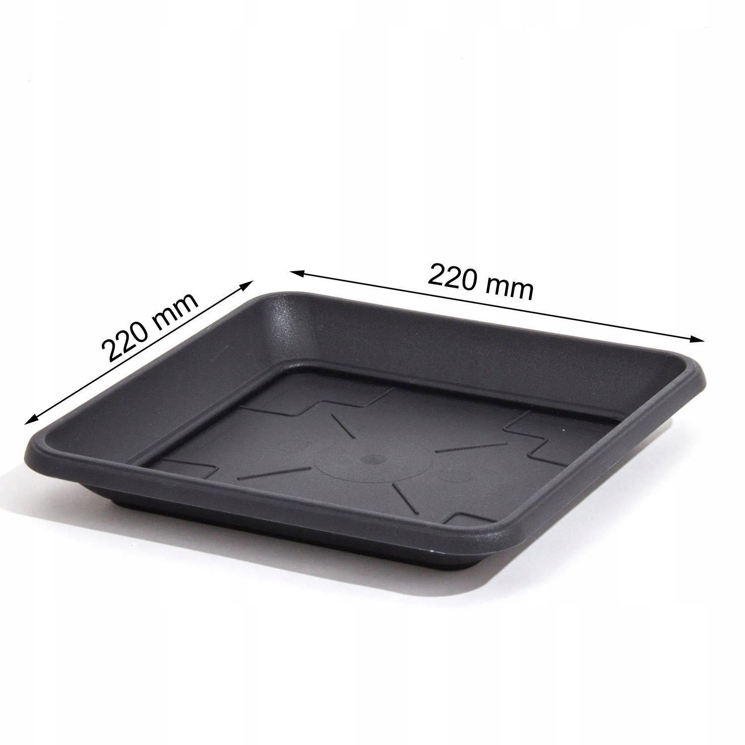 Farfurie patrata ghiveci, Prosperplast, Plastic, 22 cm, Gri inchis ...