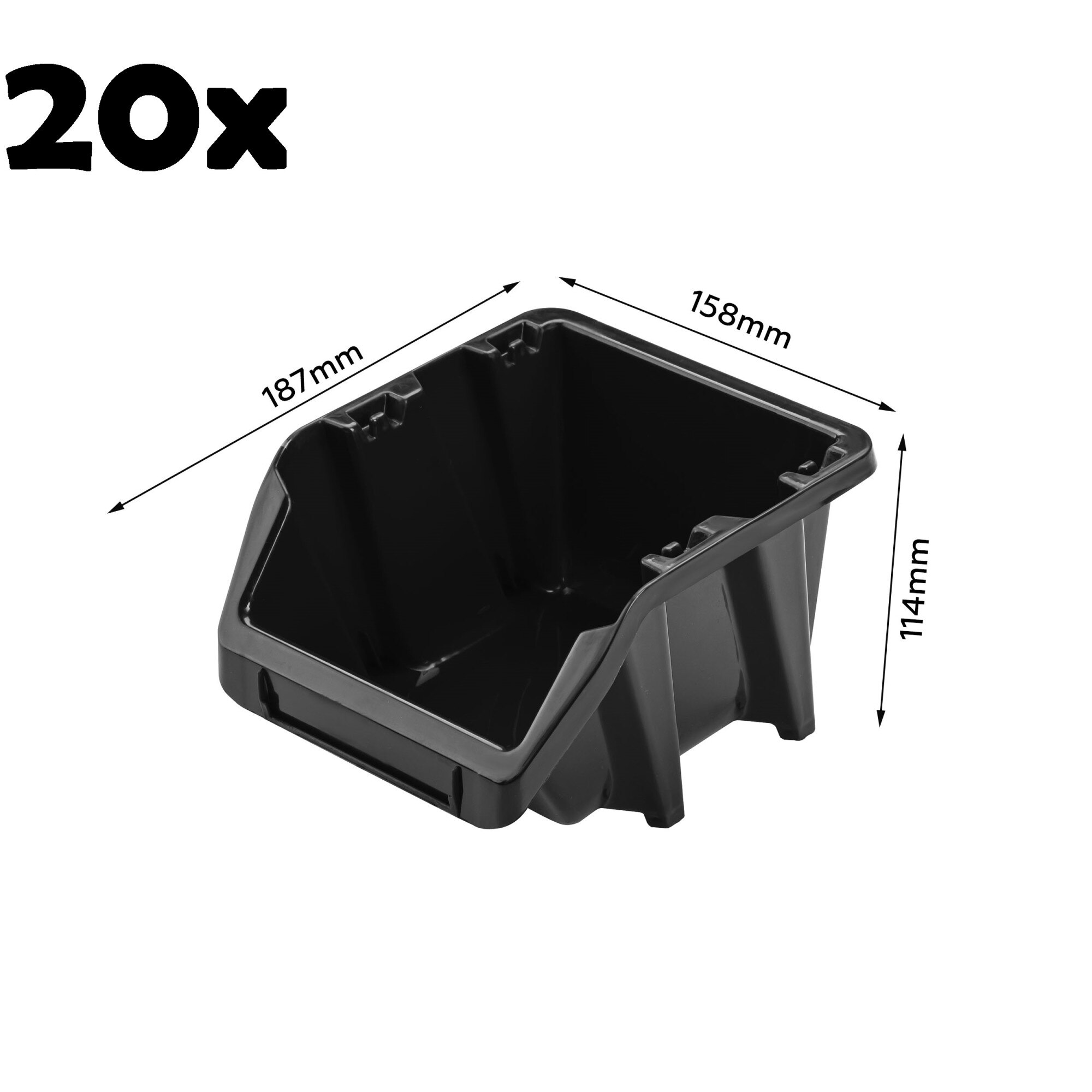 Set de 20 cutii scule, Kistenberg, 158 x 187 x 114 mm, Negru - eMAG.ro