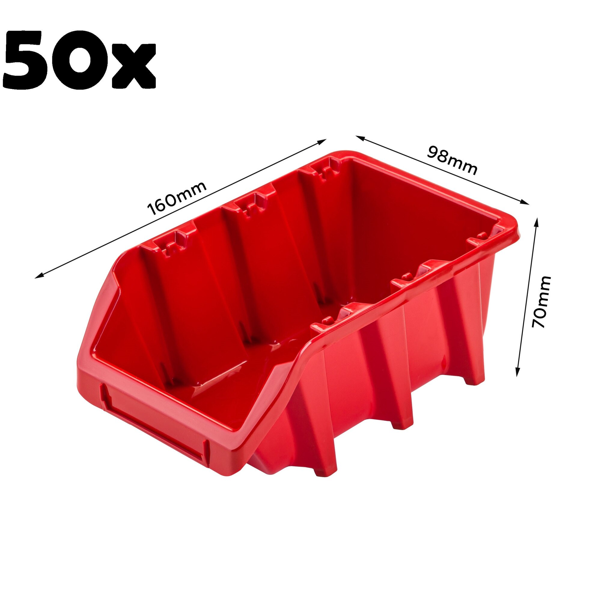 Set 50 cutii depozitare scule, Kistenberg, 98x160x70 mm, Rosu - eMAG.ro