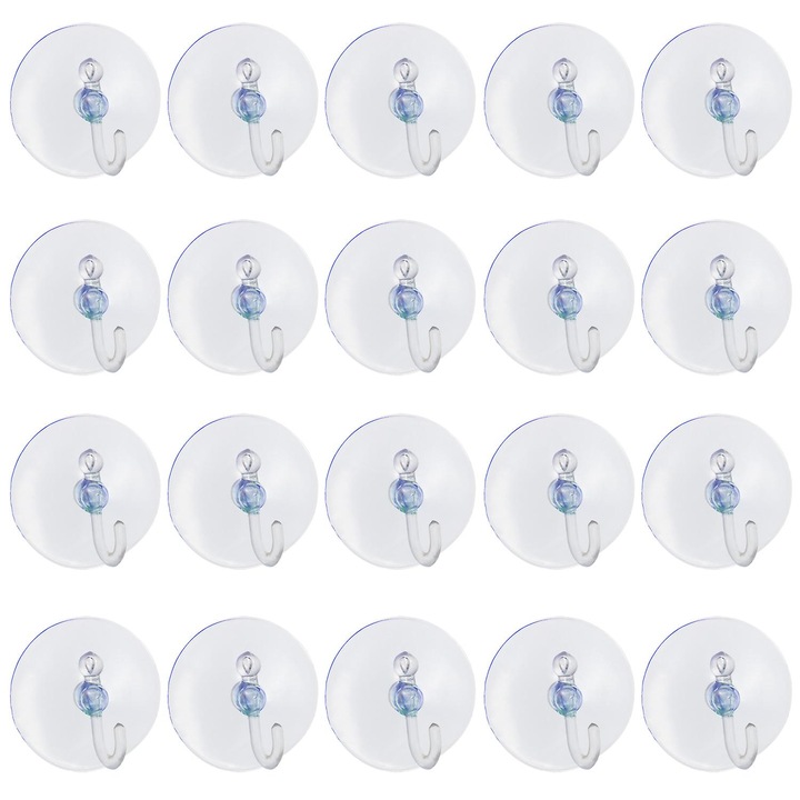 Set 20 cuiere tip ventuza, Sunmostar, Plastic, Transparent - eMAG.ro