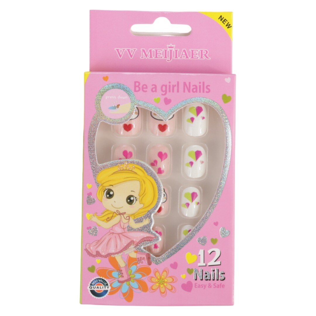 Set 12 Unghii False Pentru Copii, 148 Inimi Colorate - eMAG.ro