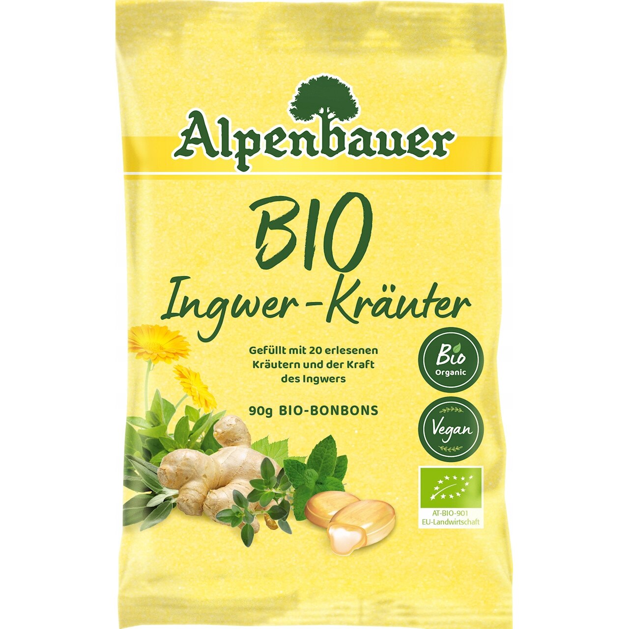 Bomboane cu ghimbir si ierburi, Alpenbauer, 90 g - eMAG.ro