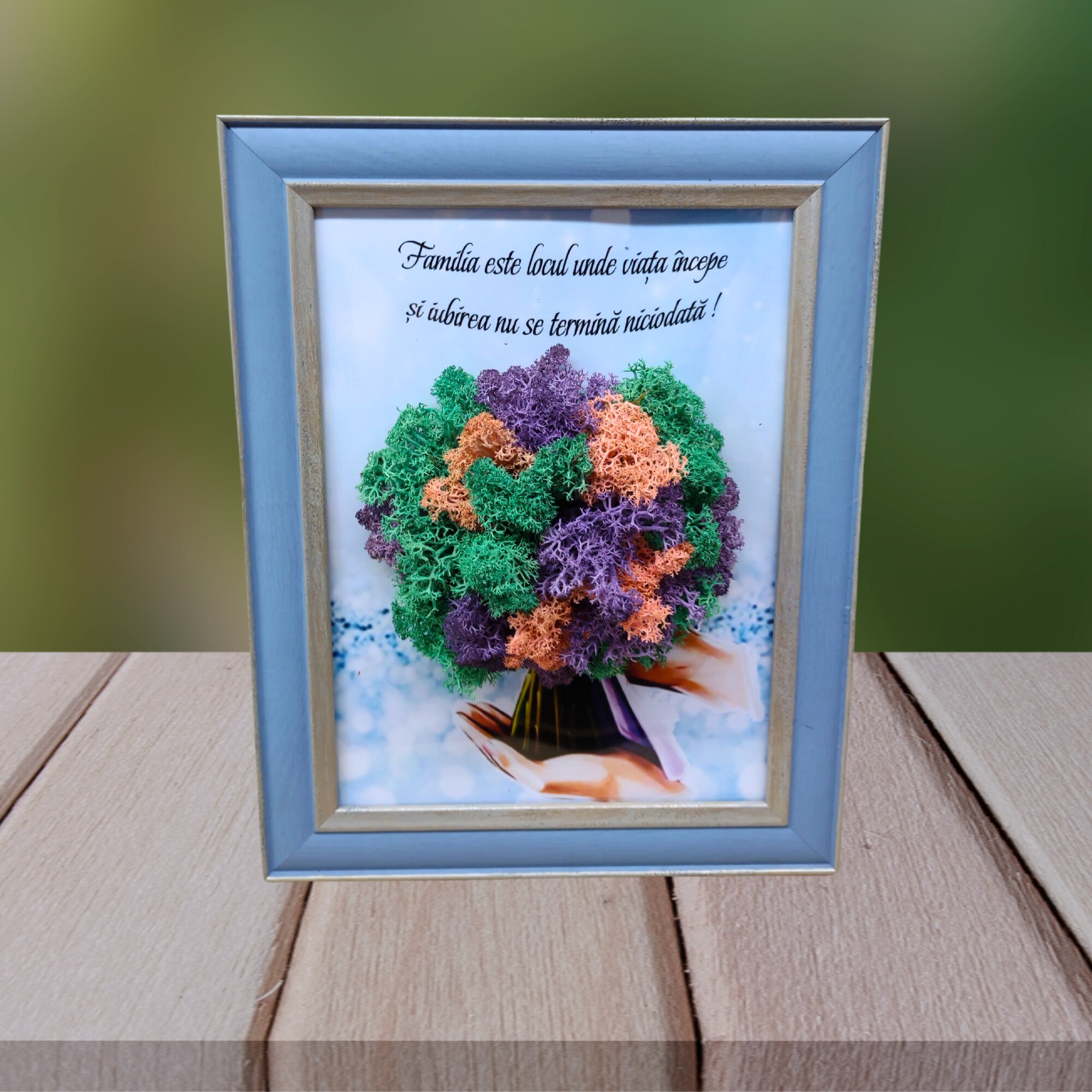 Tablou in rama A5 (21x15 cm) - Familia este locul unde viata incepe ...