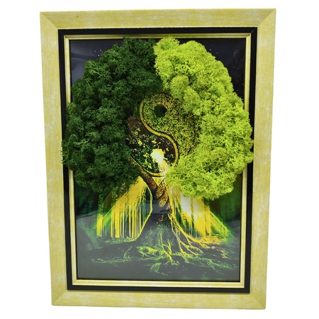 Tablou in rama A4 (30x21 cm) - Ying Yang - decorat cu licheni ...