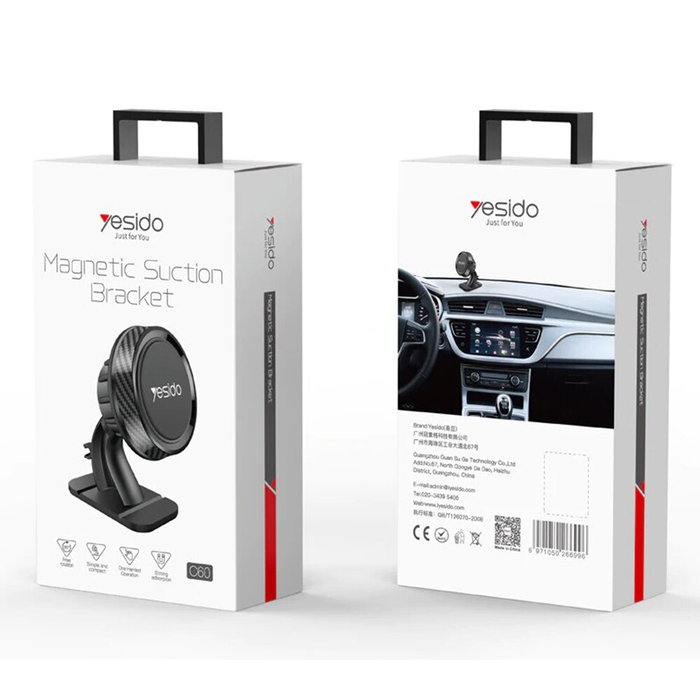 Suport telefon auto magnet Yesido C60 cu prindere bord, negru - eMAG.ro