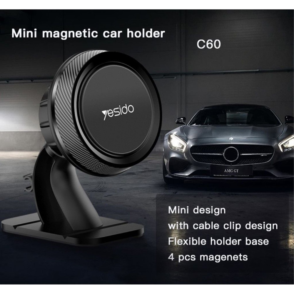 Suport telefon auto magnet Yesido C60 cu prindere bord, negru - eMAG.ro