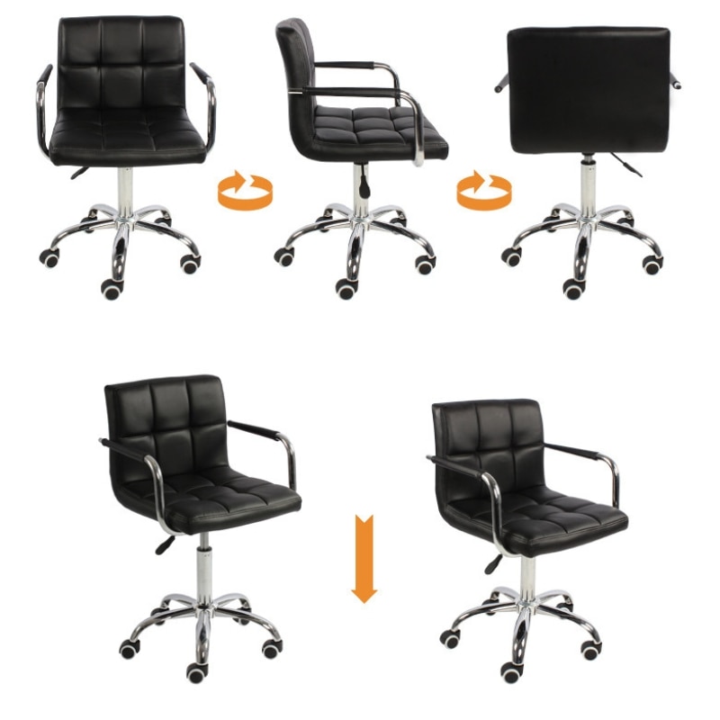 Set de 2 scaune birou, cu roti, inaltime reglabila intre 43-53 cm ...