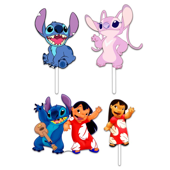 Set figurine tort, Lilo and Stitch, Bloom Atelier, Placaj MDF - eMAG.ro