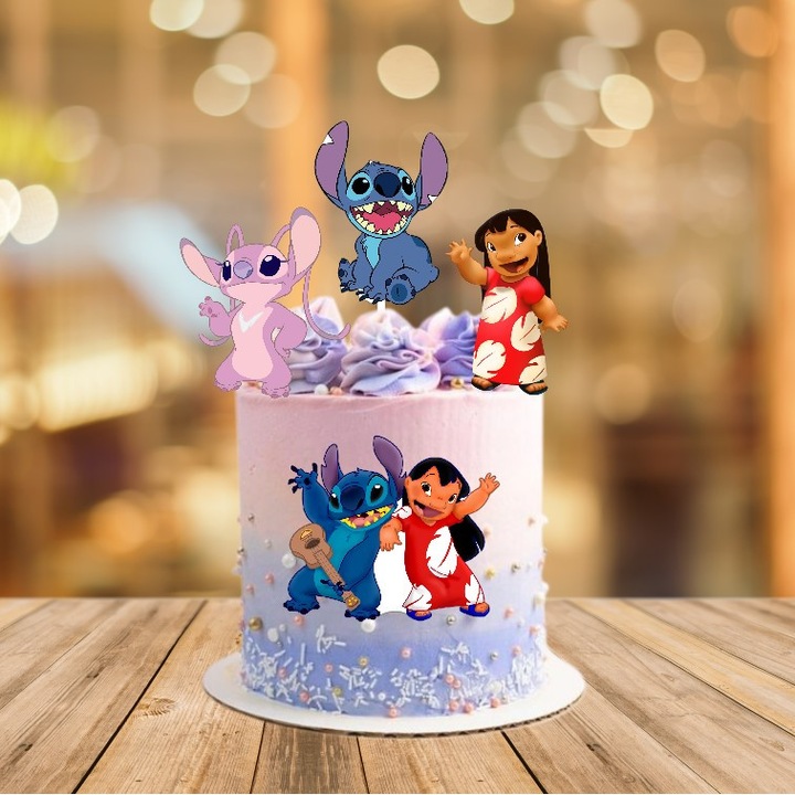 Set figurine tort, Lilo and Stitch, Bloom Atelier, Placaj MDF - eMAG.ro